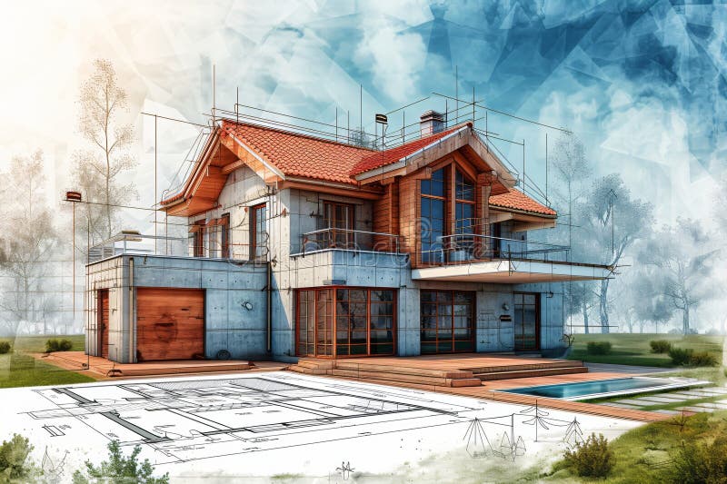 Architecture Project of Modern House. Architectural Drawings and ...