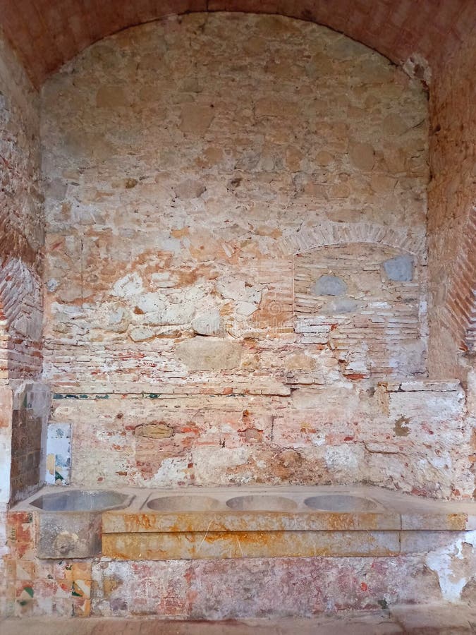 Wash Room and Stone Wall in Gothic Monastery of Sant Jeroni De La ...