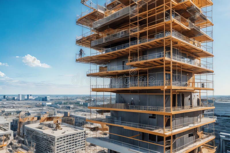 Architecture Sci Fi Construction Working Platform on Top of Building .AI Generated Stock ...