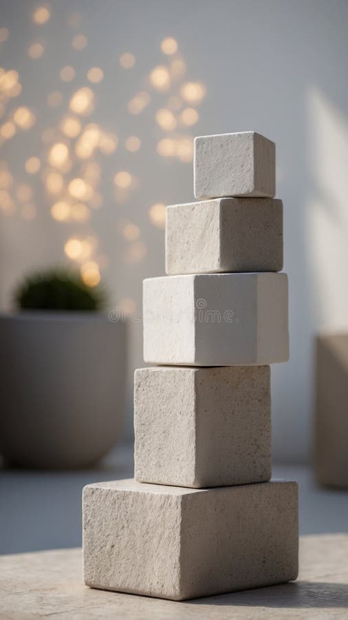 Architecture Sculpture Stone Blocks Podium White. Stock Photo - Image ...