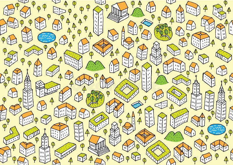 Architecture Set Seamless Pattern Stock Vector - Illustration of blocks ...