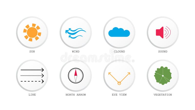 Architecture Site Analysis Symbol Icon Element Drawing Graphic Flat ...