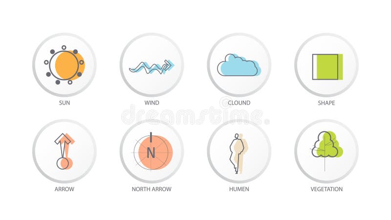Architecture Site Analysis Symbol Icon Element Drawing Graphic Flat ...