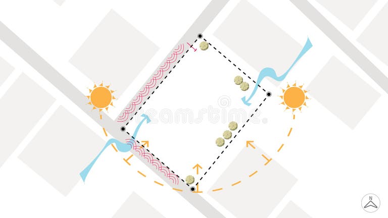 Architecture Site Analysis Symbol Icon Element Drawing Graphic Flat ...