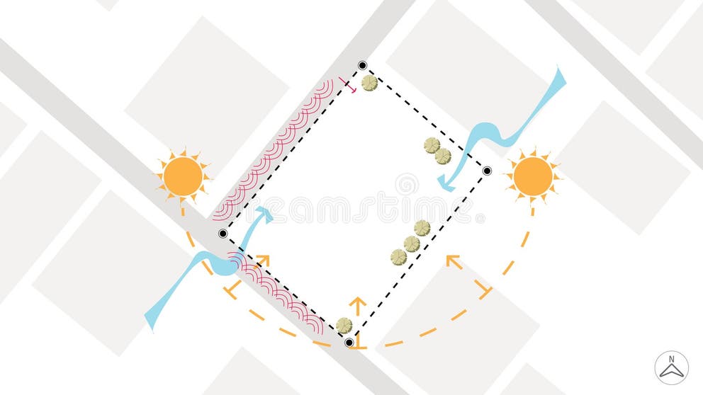 Architecture Site Analysis Symbol Icon Element Drawing Graphic Flat ...