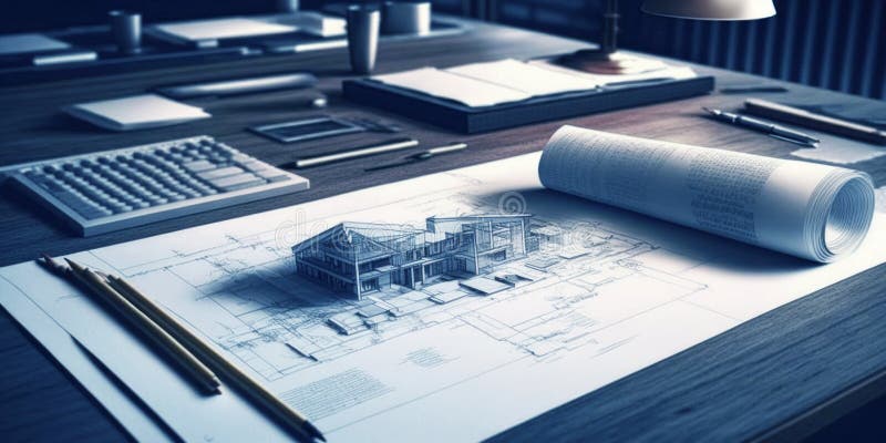 Architecture Studio Work Table Stock Illustration - Illustration of ...