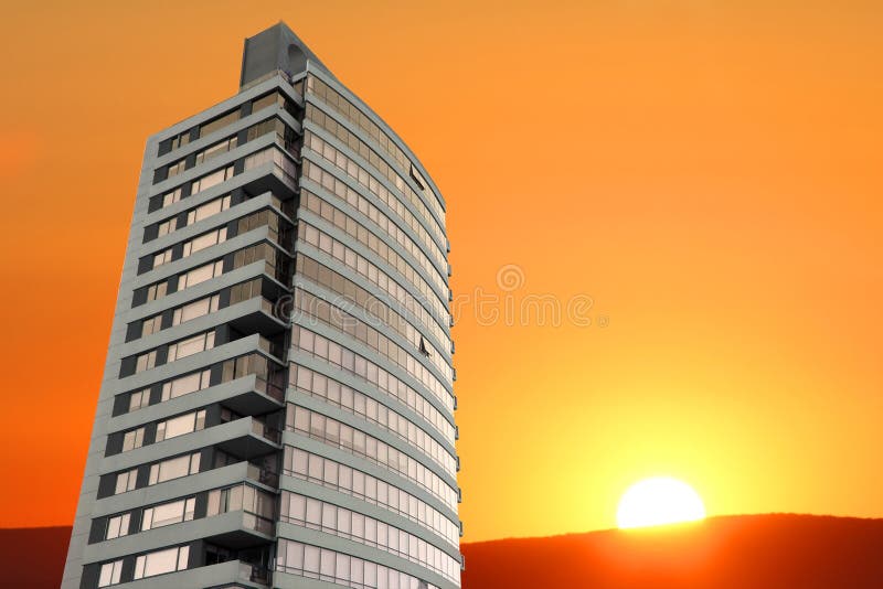 Architecture in the sunset stock illustration. Illustration of evening ...