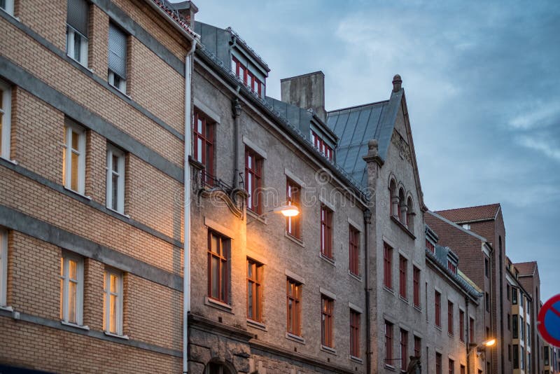 Architecture Surface Brick Of Building Norwegian With Window At Stock ...