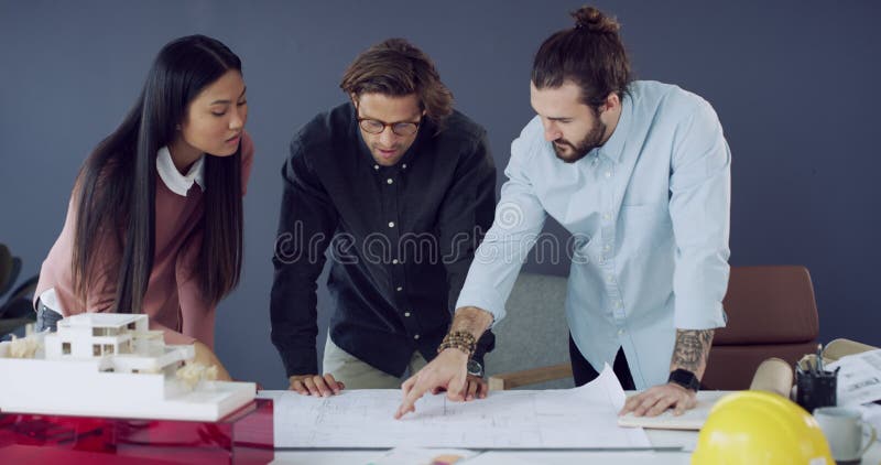 Architecture Team, Planning and Blueprint in Office for Building Ideas ...