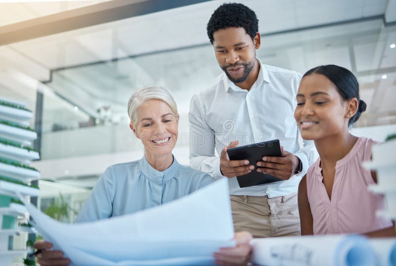 Architecture Team Planning Construction Design, 3d Blueprint Building ...