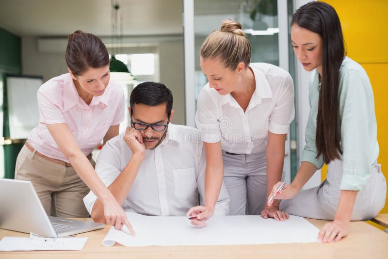 Architecture Team Working Together at Desk Stock Image - Image of ...