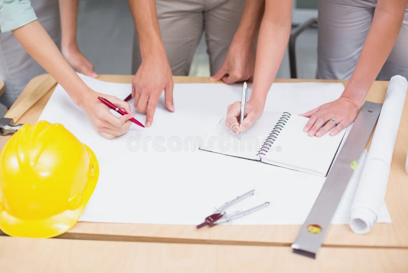 Architecture Team Working Together at Desk Stock Photo - Image of angle ...