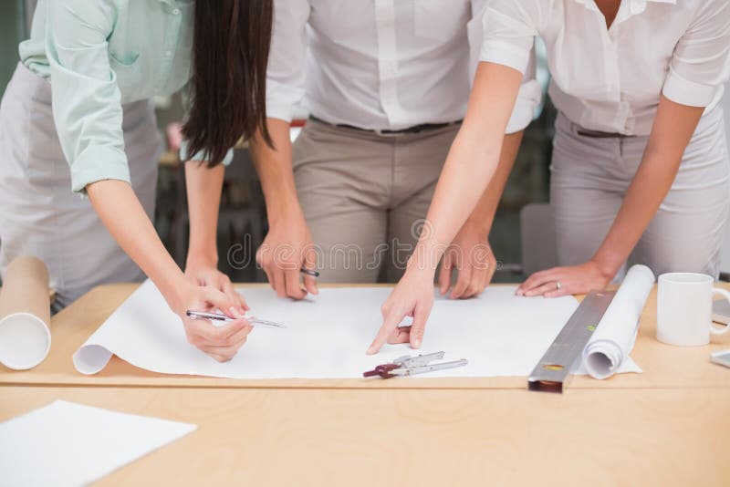 Architecture Team Working Together at Desk Stock Image - Image of front ...