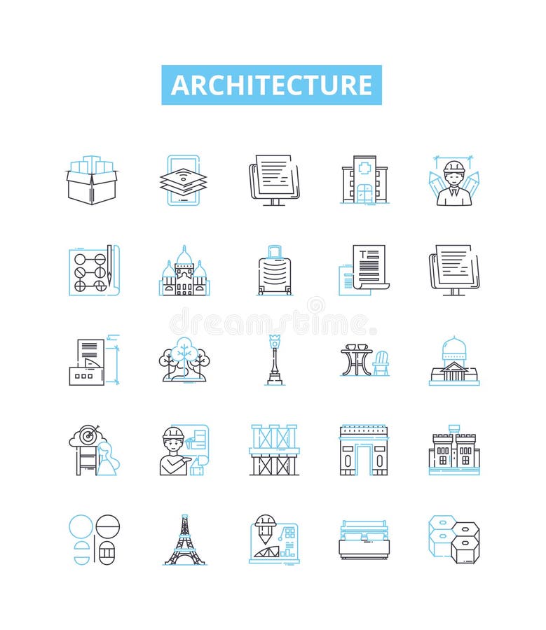Architecture Vector Line Icons Set. Structure, Design, Facade, Building ...