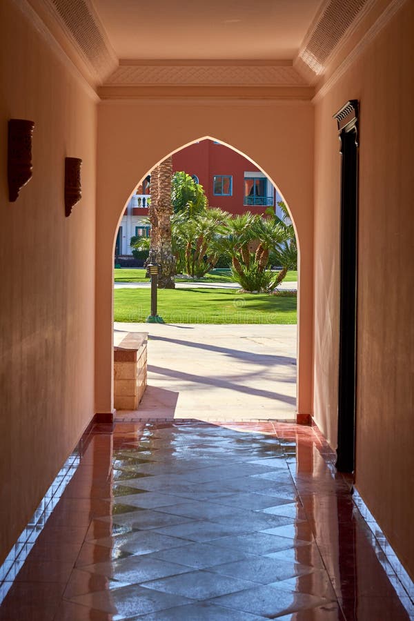 Architecture View Thru Arc of Street in Hurghada, Egypt Stock Image ...