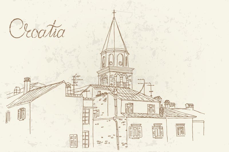 Architecture of Zadar, Croatia. Stock Vector - Illustration of sketch ...