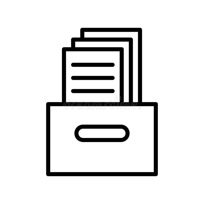 Archival Box with Documents Icon Linear Logo Mark in Black and White ...
