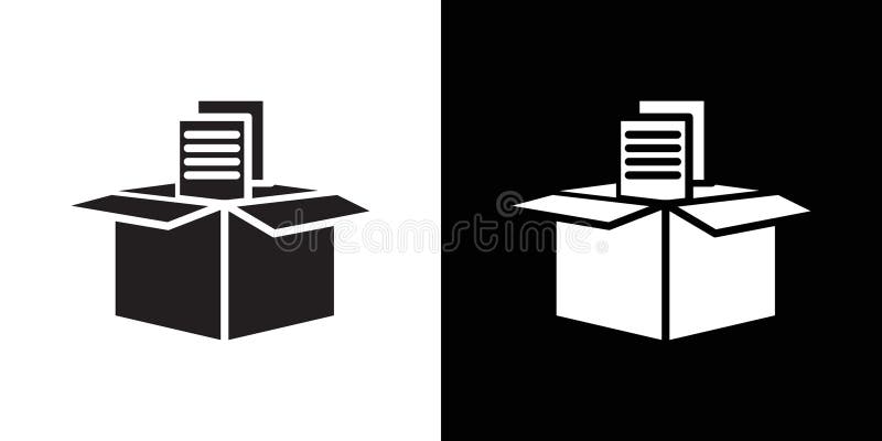 Archival Box with Documents Icon Thin Line Flat Illustration Stock ...