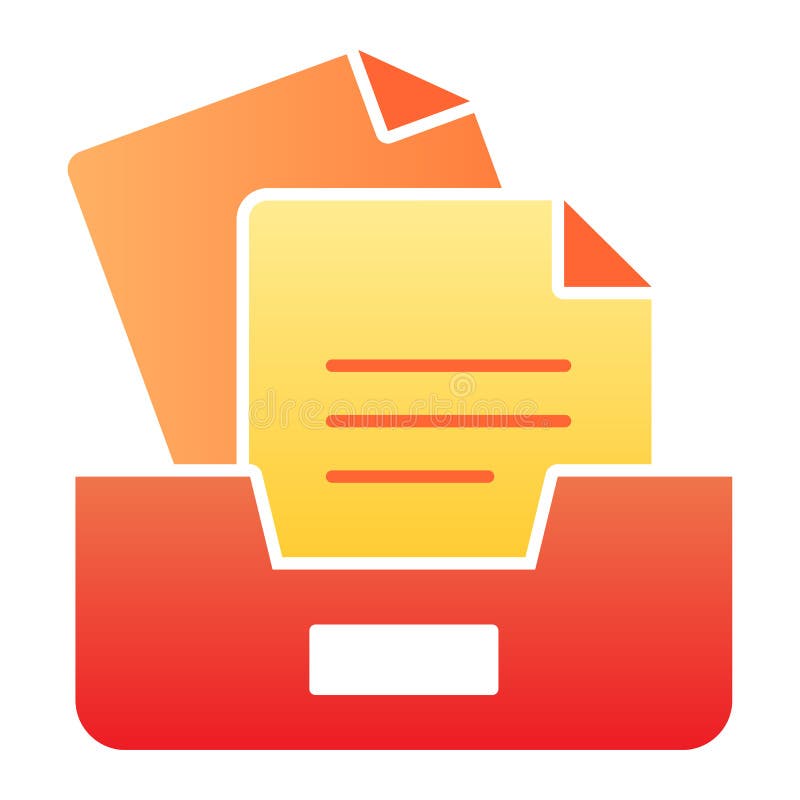 Archive Box with Papers Line and Glyph Icon. Drawers with Documents ...