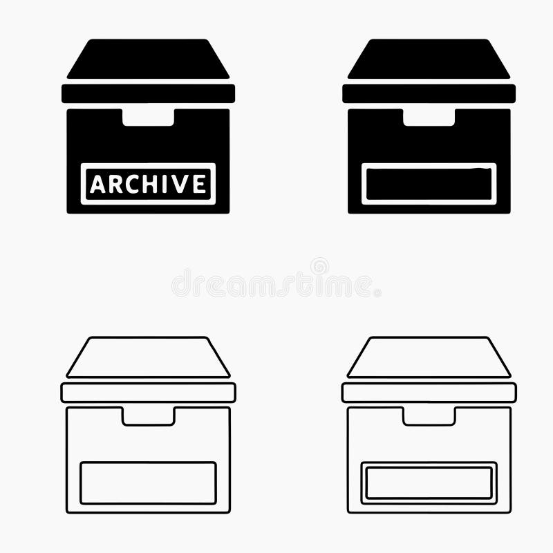 Archive Box Solid Office File Icons Collection Stock Vector - Illustration of management, flat ...