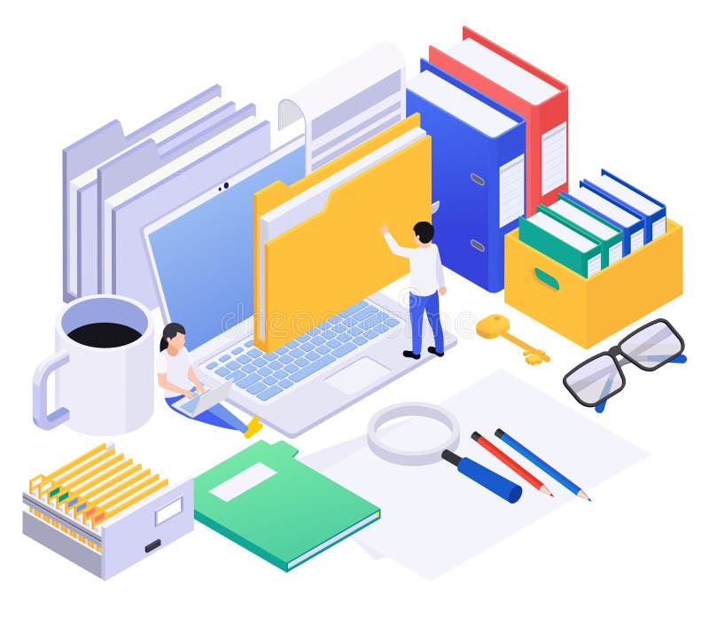 Archive Documents Processing Composition Stock Illustration ...