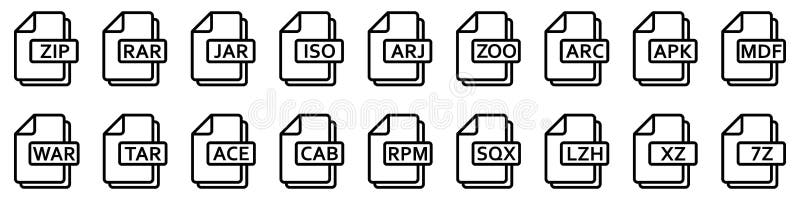 Archive File Icon. Different Formats of Archive Files. Vector Linear ... Archive File Icon. Different Formats of Archive Files. Vector Linear ...