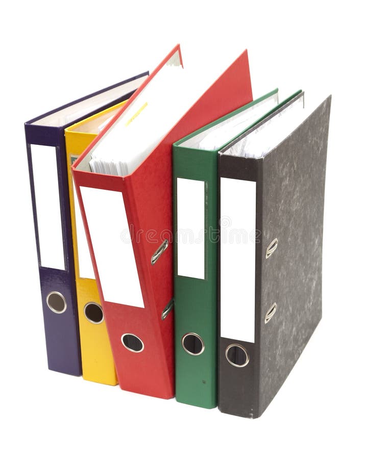Set of Old Folders with Stack of Papers Stock Image - Image of messy ...
