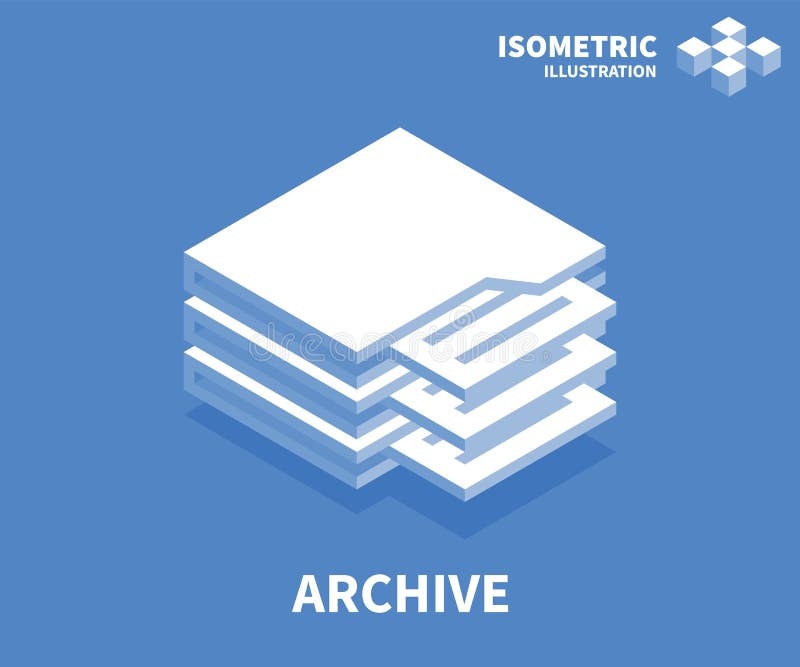 Archive Icon. Isometric Template for Web Design in Flat 3D Style Stock ...