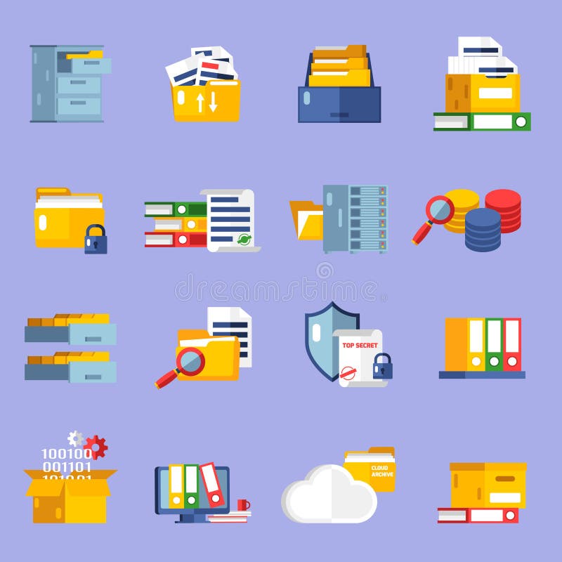 Archive Icons Set stock vector. Illustration of icons - 210047230