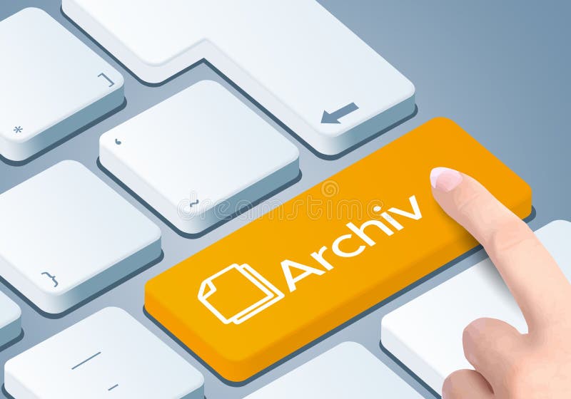 Archive Keyboard Key. Finger Push the Button Stock Illustration ...