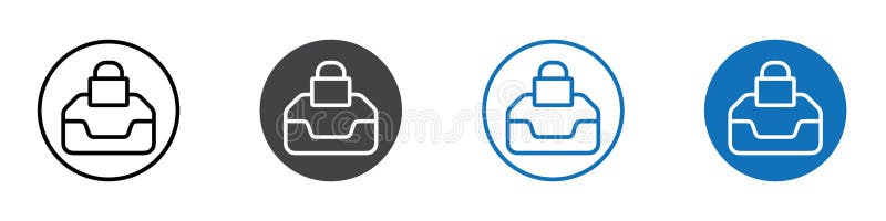 Archive Lock Icon Isolated on White Background Vector Set Stock Vector ...
