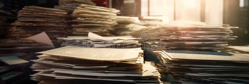 Old and Dusty Archive of Papers in Forgotten Place Stock Photo - Image ...