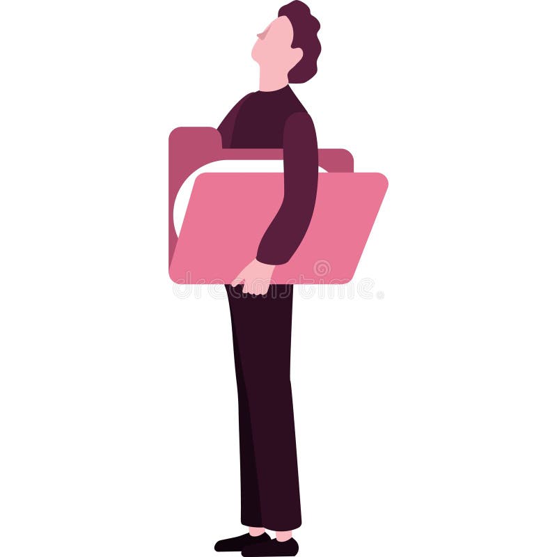 Archive and Paperwork Icon Man Holding Pc Folder Stock Vector ...
