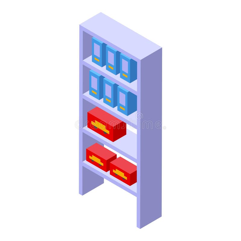 Archive Storage Shelving Unit Holding Files and Boxes Stock Vector ...