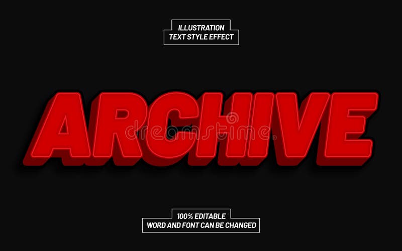 Archive Red Text Style Effect Stock Vector - Illustration of adobe ...