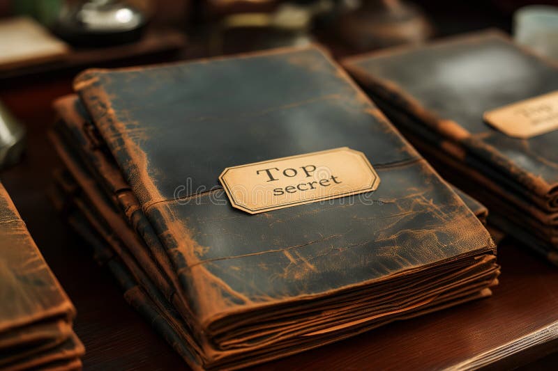 Archived Files in Folders with Documents Top Secret on Table Stock ...