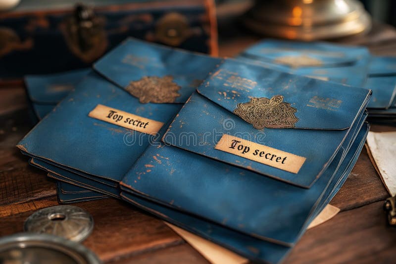 Archived Folders with Documents Top Secret on Table Stock Image - Image ...