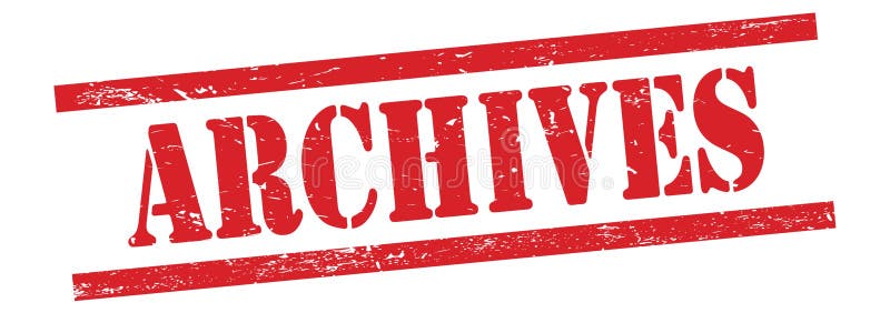 ARCHIVES Text on Red Grungy Lines Stamp Stock Illustration ...