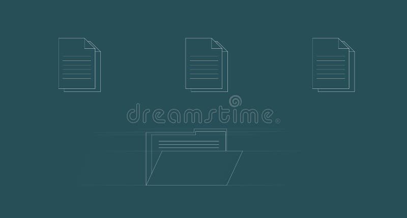 Archivos Virtuales En Un Fondo Verde Stock de ilustración - Ilustración ...