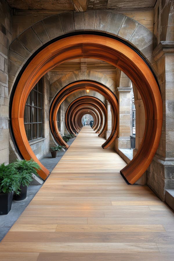 Archway of Circular Wooden Designs Creates a Stunning Visual Effect in ...
