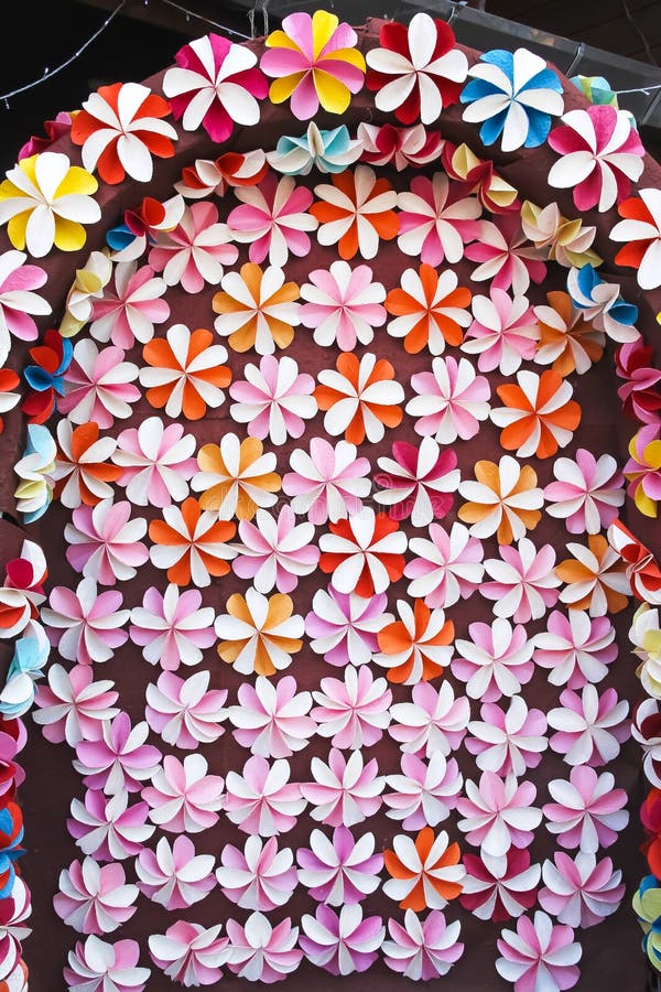 Flower Paper Shaped Texture Decoratived on Wall Background Stock Photo ...