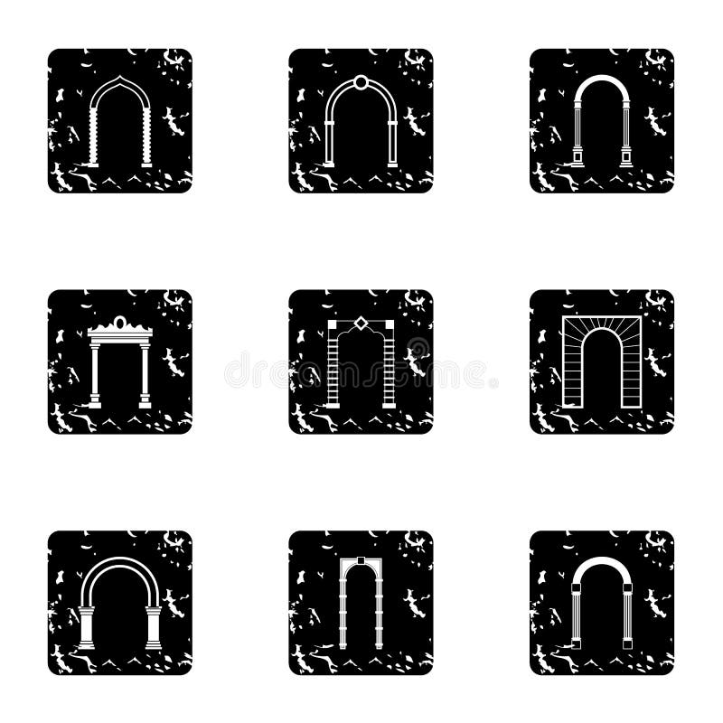 Archway Icons Set, Grunge Style Stock Vector - Illustration of gypsum ...