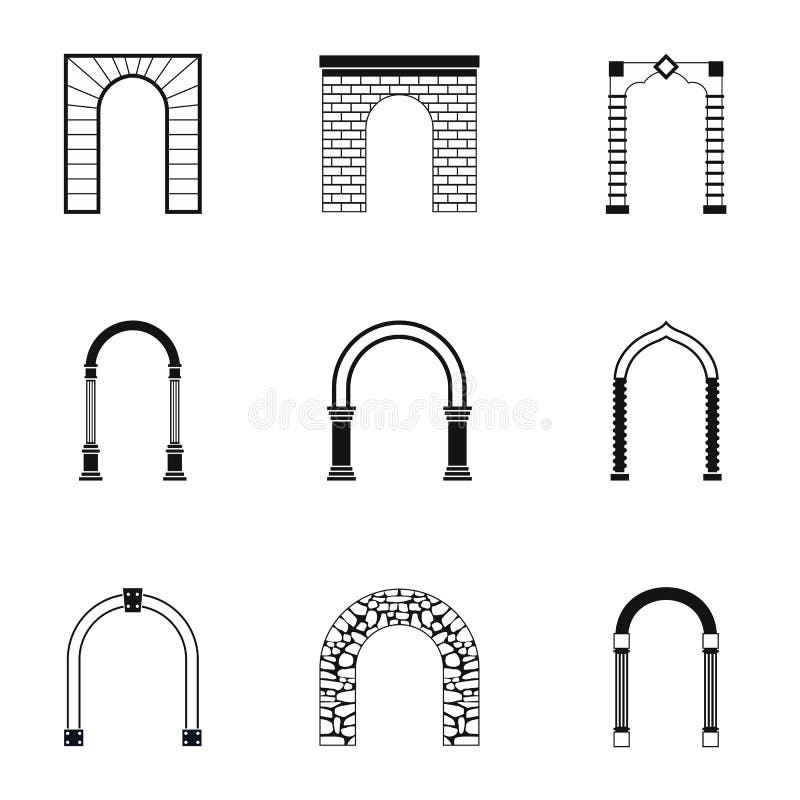 Archway Icons Set, Simple Style Stock Vector - Illustration of circle ...