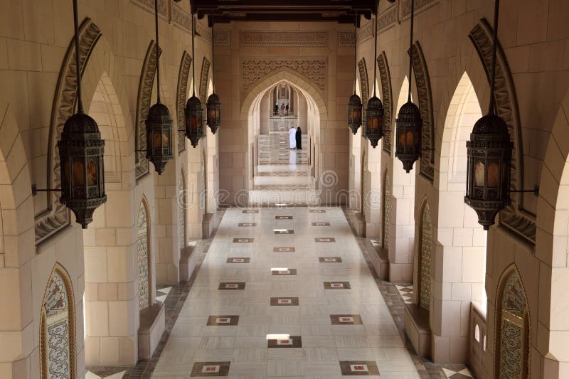 Archway Inside of Grand Mosque Stock Image - Image of middle, grand ...