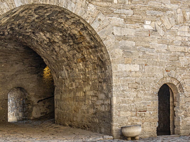 Archway Leading To Hidden Passage in Historic Stone Structure during ...