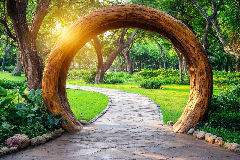 An Archway of Living Trees Enclosing a Botanical Garden Path Stock ...