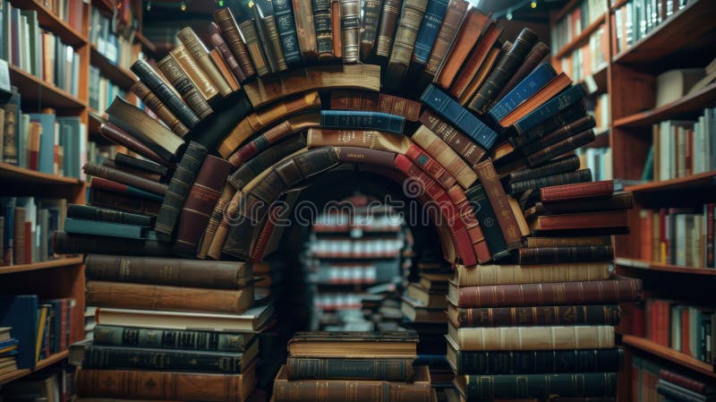 The Archway of Books.AI Generated Image Stock Photo - Image of ...