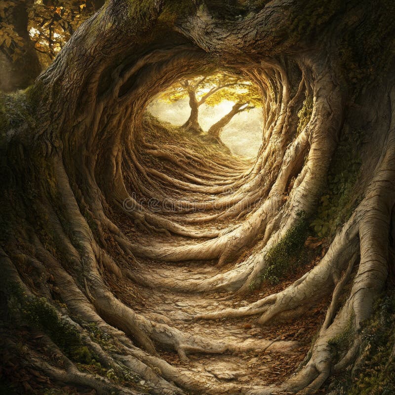 Archway Made of Wood Featuring an Intricate Root Design Stock Image ...