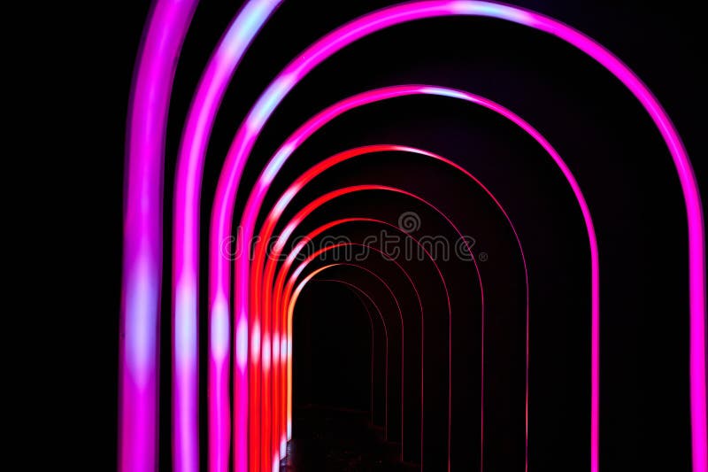 Archways of Hot Pink and Hot Rod Red on Black Background Asset Stock ...