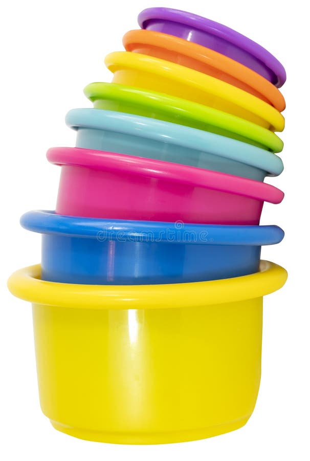 Arcing colorful play cups stock photo. Image of color - 251782386